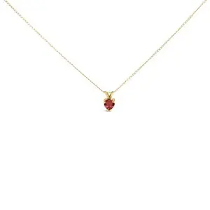 HAUS OF BRILLIANCE 14k Gold Heart Gemstone Pendant Necklace - Red Garnet | Yellow